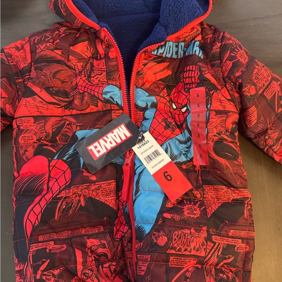 Marvel | Jackets & Coats | Marvel Red And Blue Spiderman Puffer Jacket ...